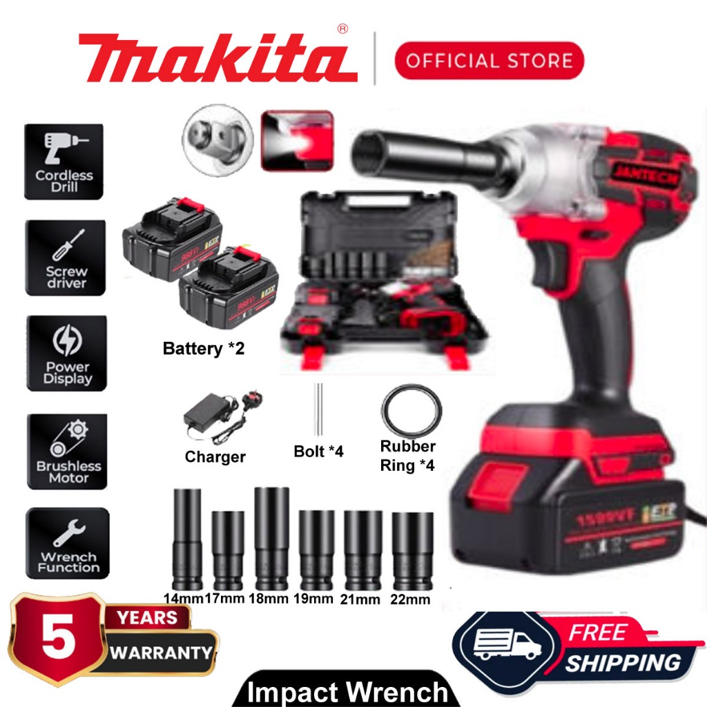 MAKITA Impact Gun Wrench Gun Cordless Electric Impact 3899VF Battery ...