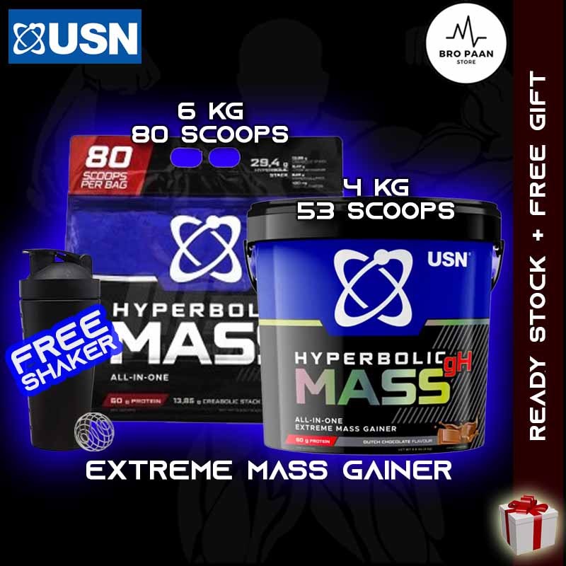 USN Hyperbolic Mass (6kg | 80 Scoop)- Extreme Mass Gainer, High ...