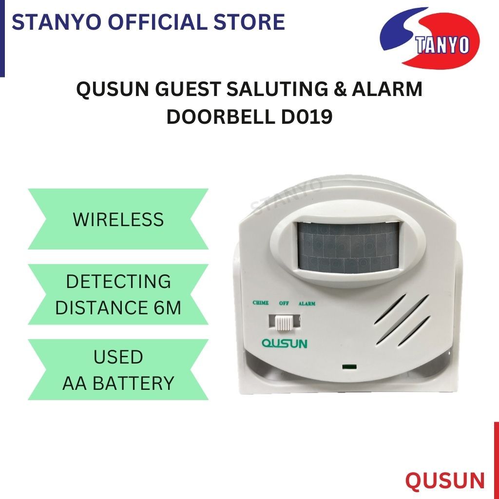 QUSUN GUEST SALUTING & ALARM SENSOR DOORBELL WIRELESS INFRARED SENSOR ...