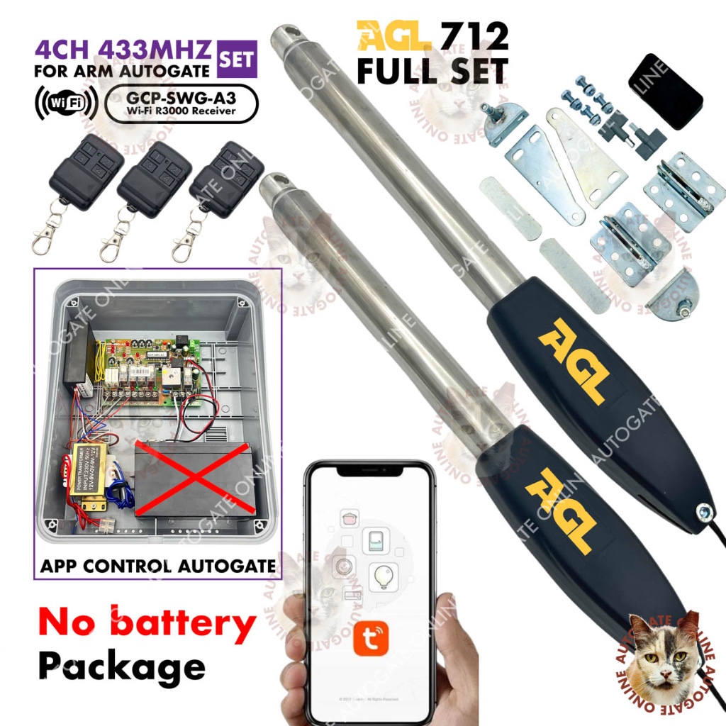 AGL 712 ( 4CH 433MHZ ) ( FULL SET ) HEAVY DUTY AUTO GATE SWING AND ...
