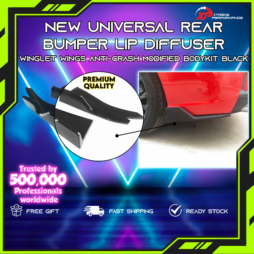 New Universal Rear Bumper Lip Diffuser Winglet Wings Anti-crash ...