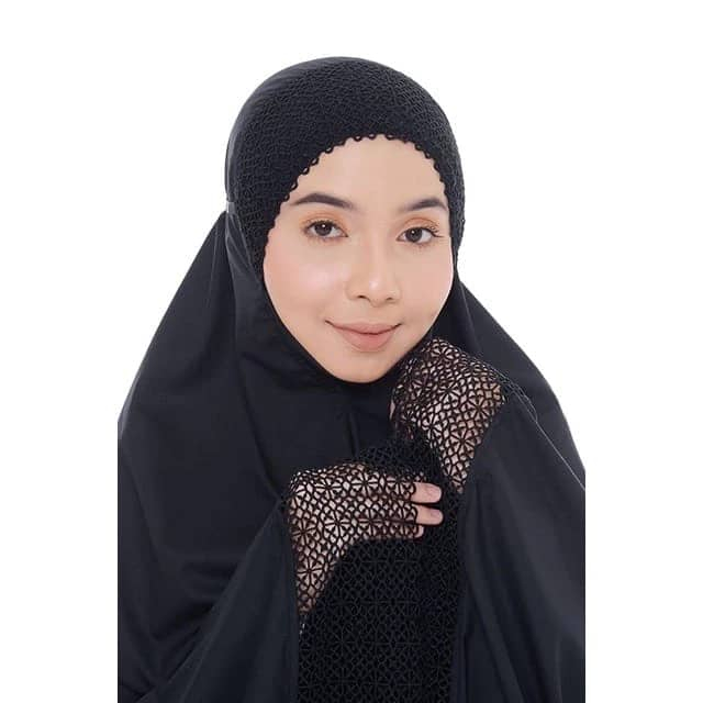 Telukung Khatijah Cotton Single Lace Hadia free Bag untuk Dewasa Murah ...
