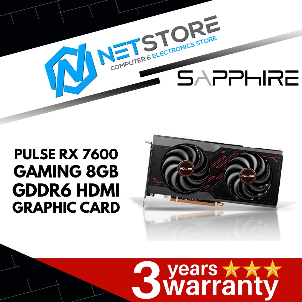 SAPPHIRE PULSE RX 7600 GAMING 8GB GDDR6 HDMI GRAPHIC CARD - SAP-11324 ...