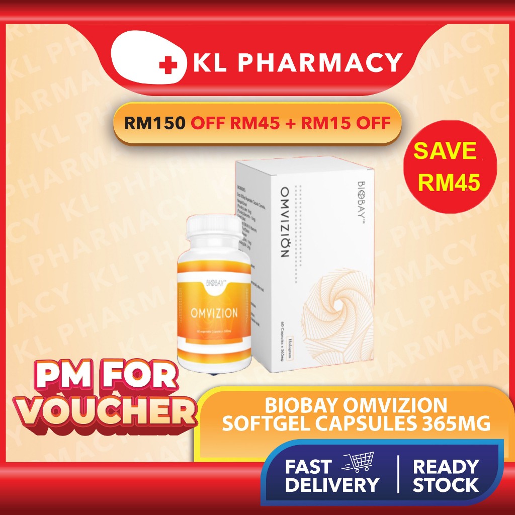 Biobay Omvizion Softgel Capsules 365mg Marigold Flower Carrot Root Bilberry Fish Oil Vision Eye ...