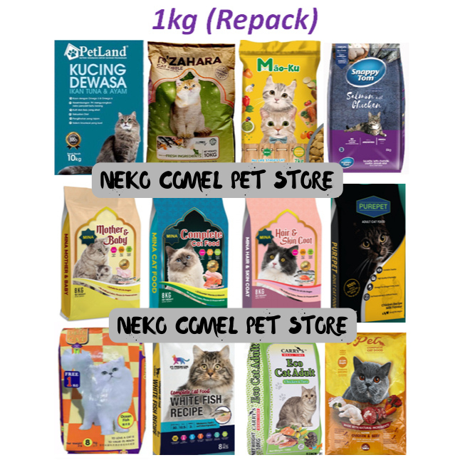 (Repack 1kg)Cat Food Makanan Kucing / Petland / D'zahara / I-Pet / Mina ...