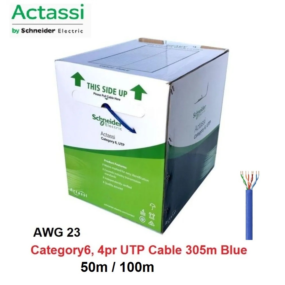 50m / 100m Schneider Cat6 Full Copper Network Cable AWG23 - Loose Cable ...