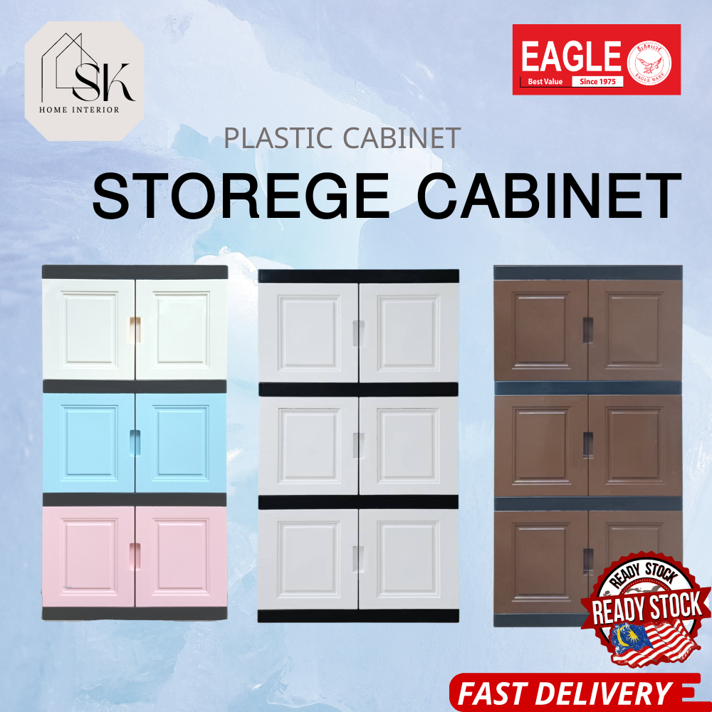 AGLE DIY Plastic Storage Cabinet/Wardrobe/Almari Baju/Almari Serbaguna ...