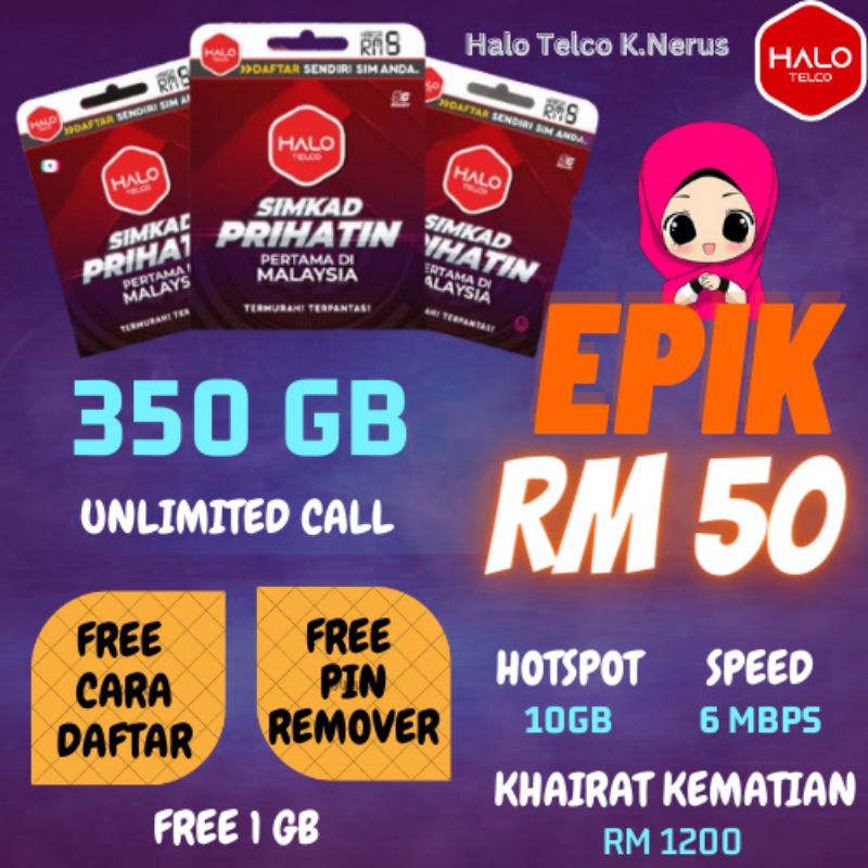 🔥🔥 𝗥𝗠𝟱𝟬 = 𝟯𝟱𝟬𝗚𝗕 + UNLIMITED CALL (Simcard Halo Telco / TuneTalk ...