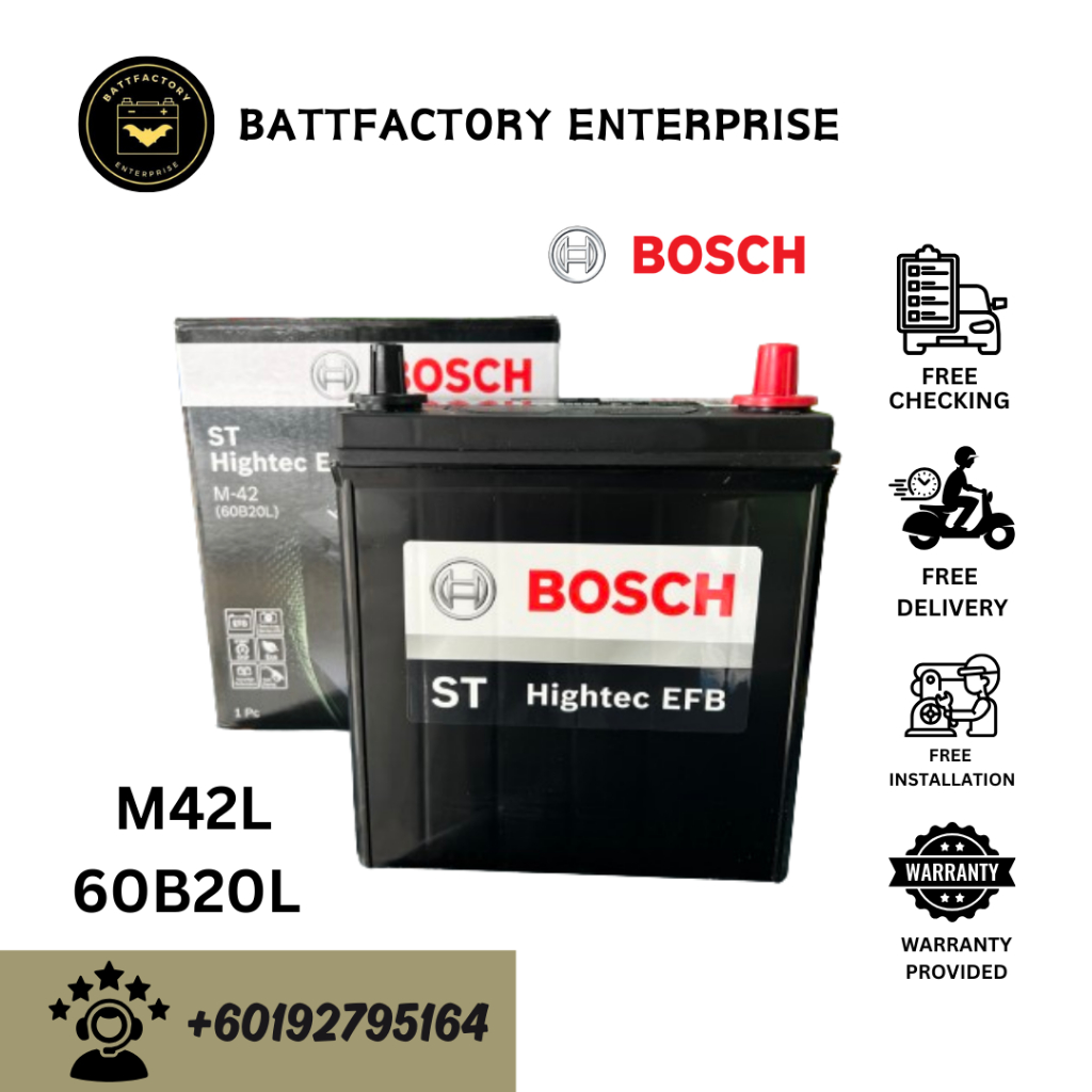 PREMIUM CAR BATTERY - BOSCH M42L 60B20L 40AH 400CCA EFB FOR PERODUA ...