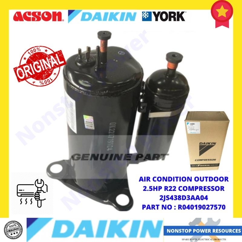 DAIKIN R22 Non-Inverter 2.5HP Compressor 2JS438D3AA04 MATSUSHITA Air ...