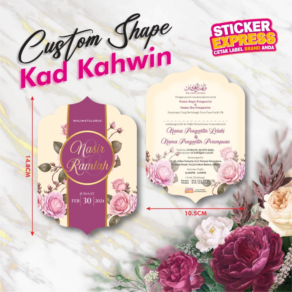 KAD KAHWIN CUSTOM SHAPE DIE CUT IKUT BENTUK SIZE 4x6 (A6) SIAP EXPRESS ...