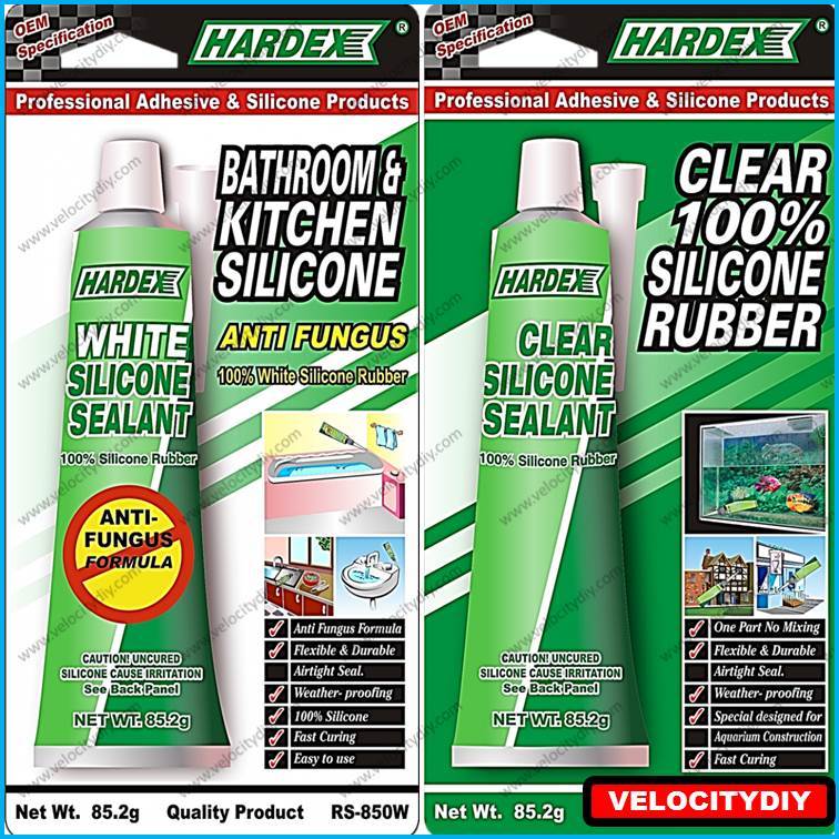 （厨房/浴室/玻璃硅胶）RS-850 Hardex Clear Rubber Silicone Anti-Fungus White ...