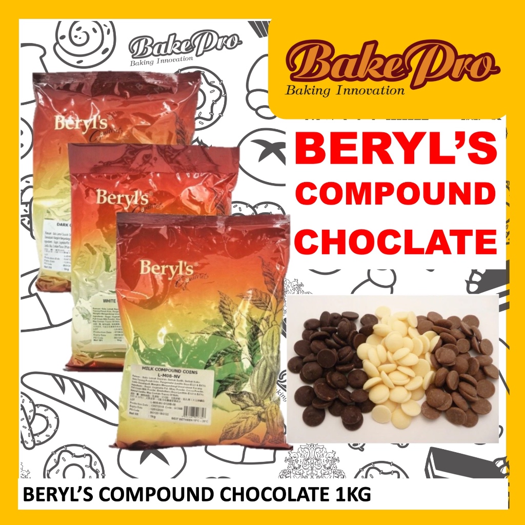 1KG BERYL'S COMPOUND CHOCOLATE WHITE,MILK 1KG/DARK 1.5KG | Shopee Malaysia