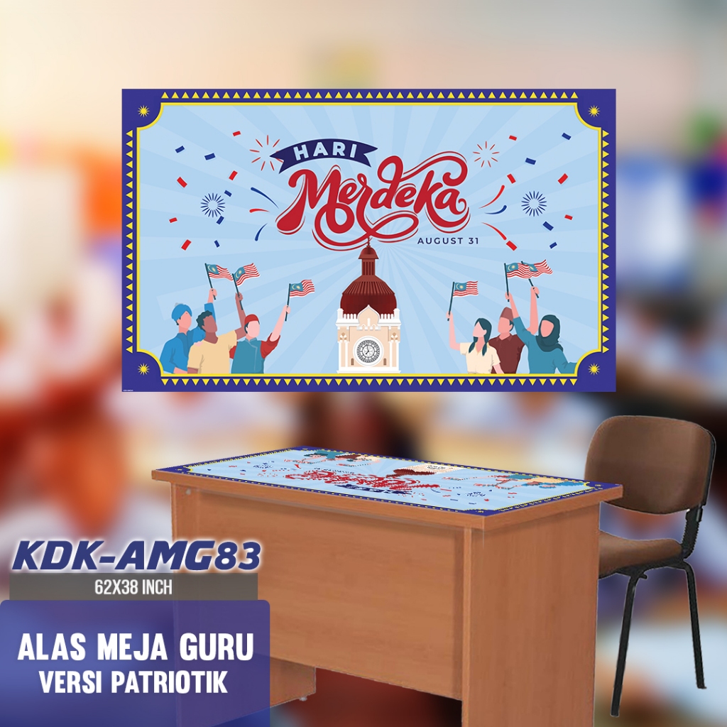 🌸1 DAY SHIP🌸 ALAS MEJA GURU TEBAL 380GSM - VERSI PATRIOTIK MERDEKA ...