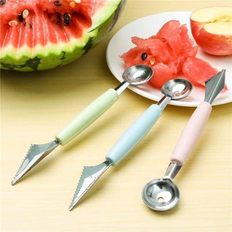 Double Headed Stainless Steel Watermelon Fruits Ball Digger Spoon ...