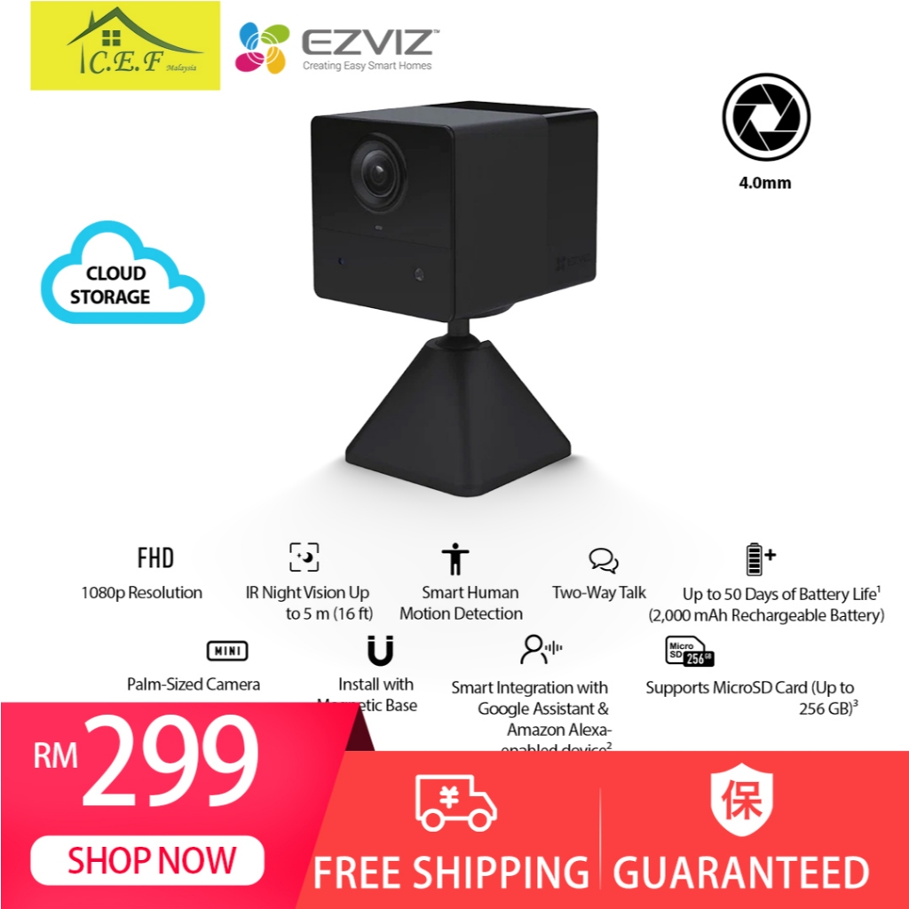 (READY STOCK)Ezviz BC2 2MP Indoor Wi-Fi Smart Home Battery Night Vision Two Way Talk Security ...
