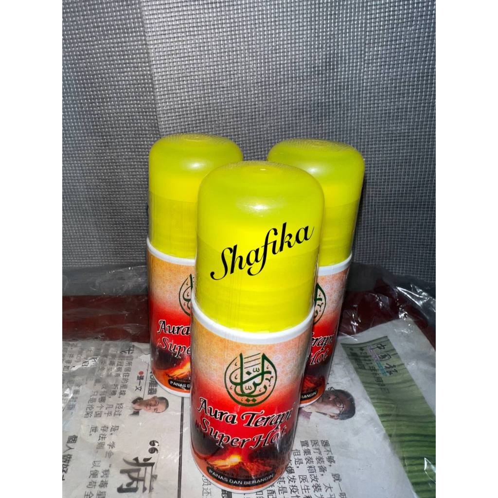 10 BOTOL AURA TERAPI SUPER HOT LOGO HIJAU MINYAK ANGIN ROLL ON AURA ...