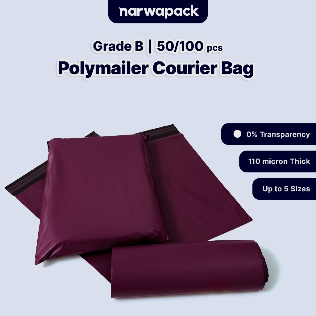 Narwapack Courier Bag 50/100pcs Maroon - Grade B Plastic Mailer Flyer ...
