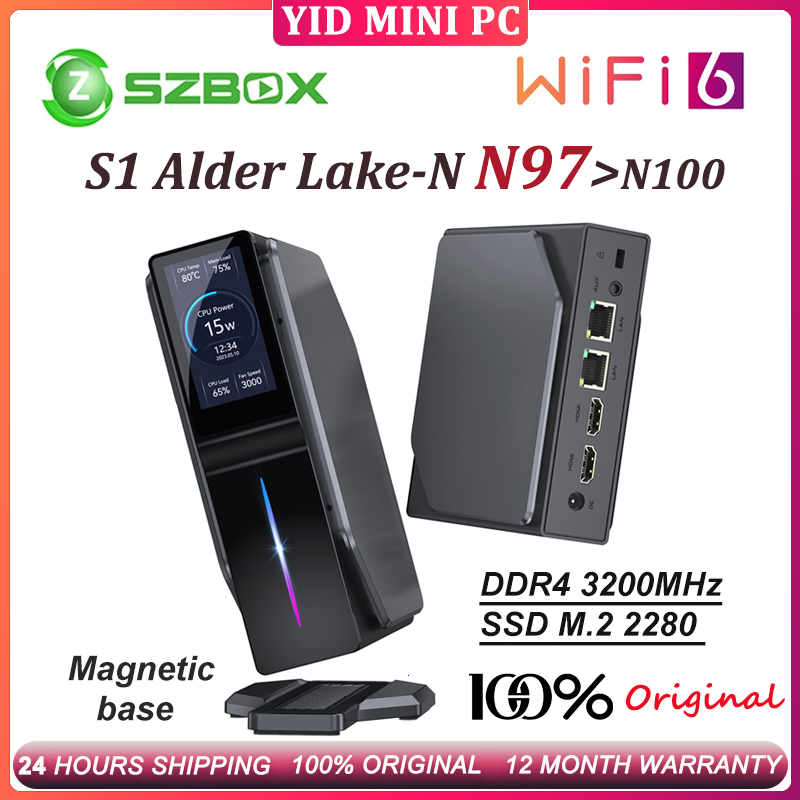S1 Mini PC Dual Nic with DIY LCD Display Intel N97 up to 3.6 GHz ...