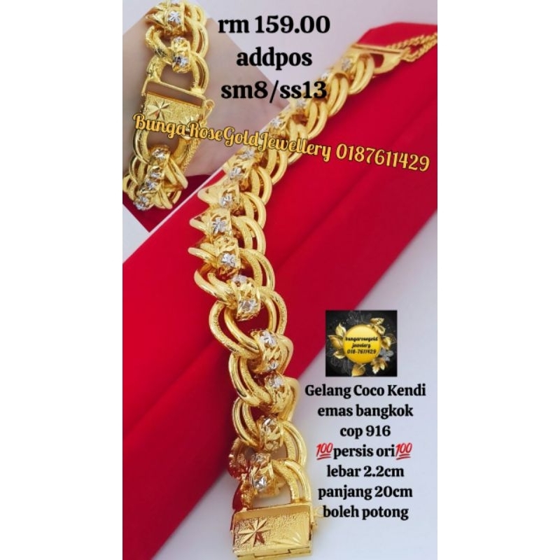 🔥Gelang Coco Candy Full Pateri Emas Bangkok Premium Cop 916🔥💯 ...