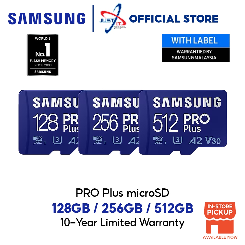 SAMSUNG PRO PLUS MICRO SD READ: UP TO 180MB/s WRITE: UP TO 130MB/s ...