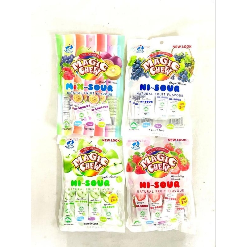 Twinfish Magic Chew Hi Sour Chewy Sweet Candy Mix Fruit Apple Grape ...