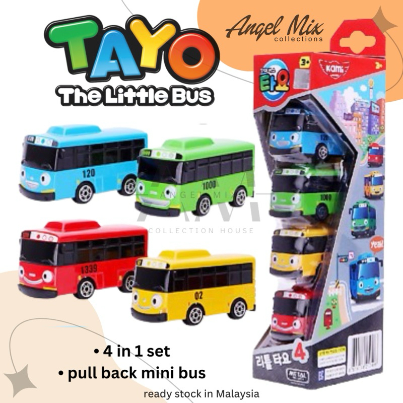 Ready Stock !!! 4pcs TAYO Bus Cartoon Pull Back Vehicle Toys Little Bus ...