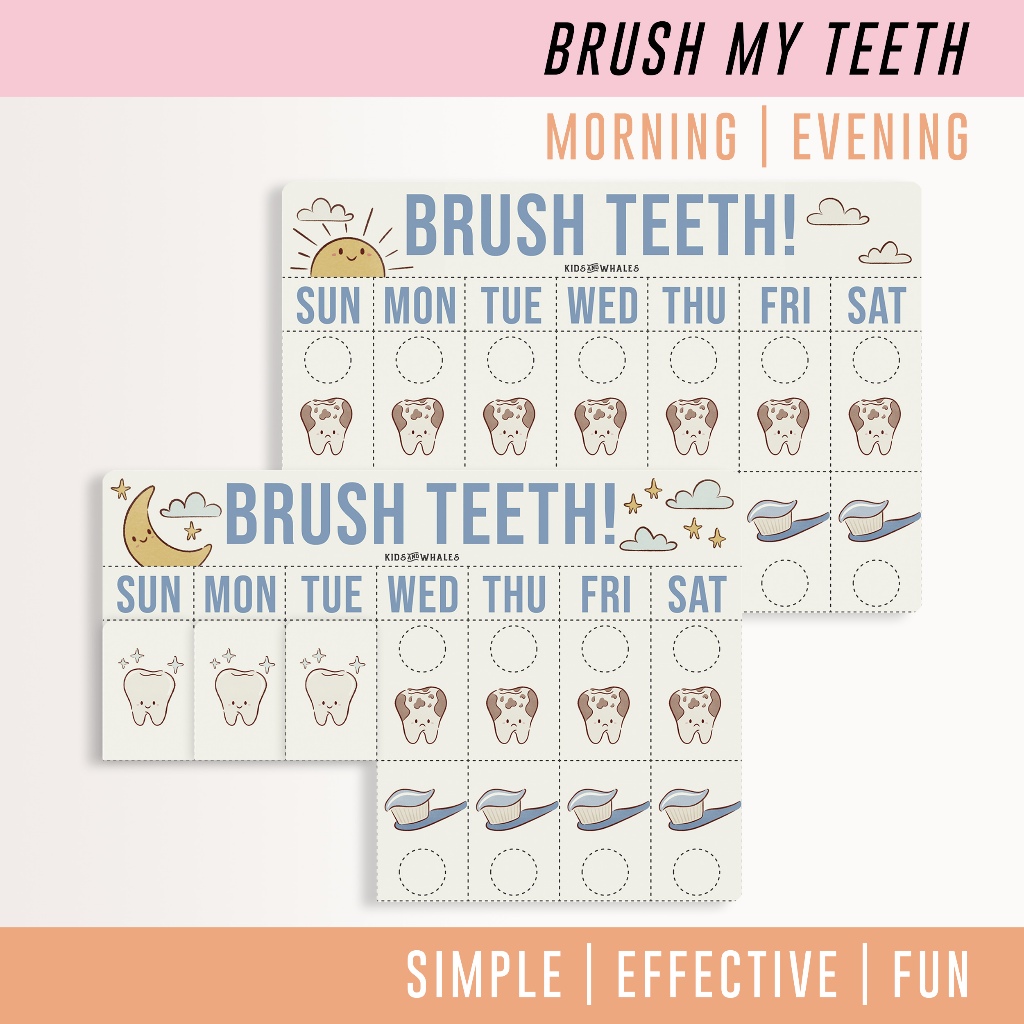 Kids Dental Routine Board Tooth Brushing Routine Gosok Gigi Rutin ...