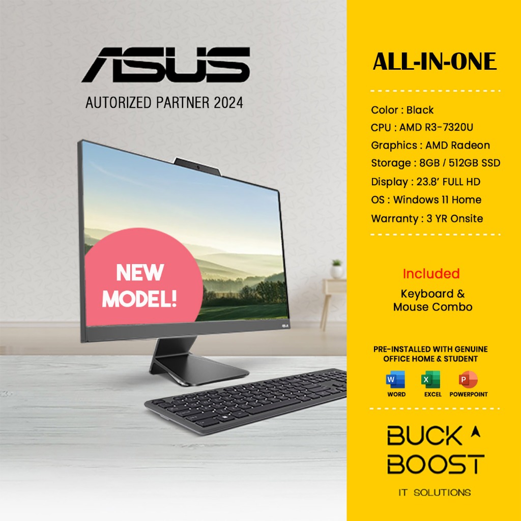 Asus AIO (M3402WF-AKBA008WS) 23.8" FHD All-In-One Desktop PC ( AMD R3 ...