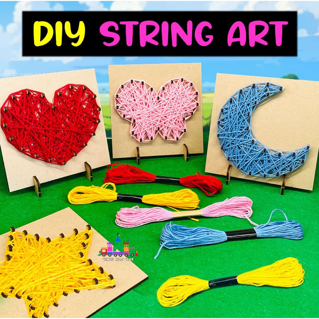 DIY Wooden Base String Art Kid DIY Activity Fun Project 绣线编织造型摆件 ...