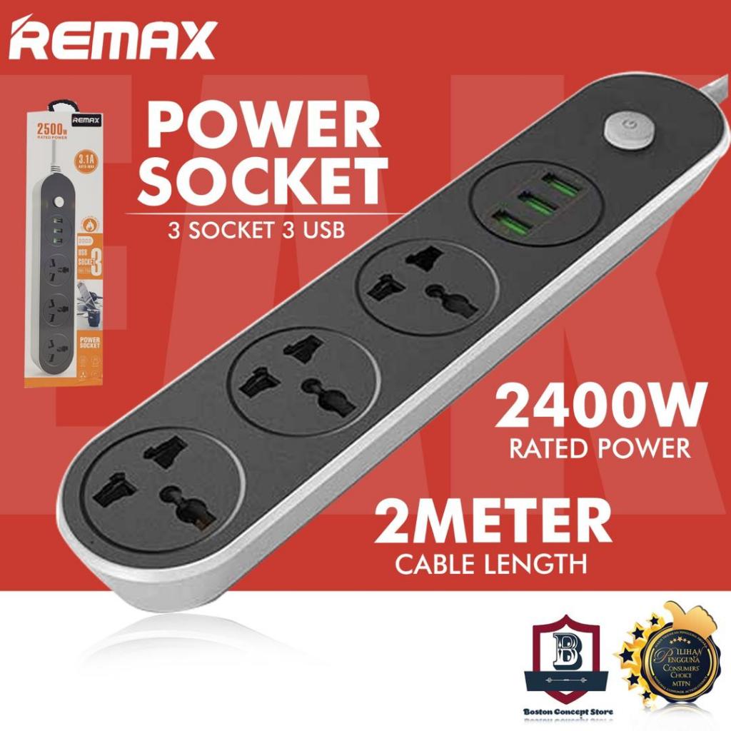 REMAX NO-T56 Power Socket Extension UK Plug 2500W 3 Socket 3 USB 2 ...