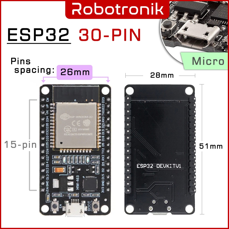 ESP32 (WIFI + Bluetooth) 30-pin 38-pin IoT Lua Board NODEMCU ESP-WROOM ...