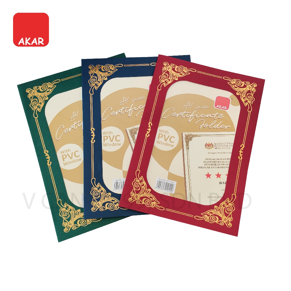 Folder Sijil A4 AKAR Graduasi / Pemegang Sijil A4 – Hot Stamping Emas ...