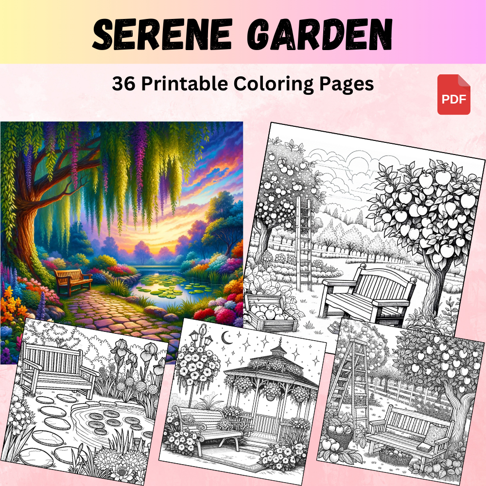 A030 SERENE GARDEN PRINTABLE COLORING PAGE | Shopee Malaysia