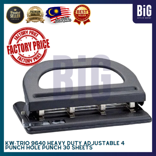 【READY STOCK】KW-TRIO 9640 HEAVY DUTY ADJUSTABLE 4 PUNCH HOLE PUNCH 30 ...
