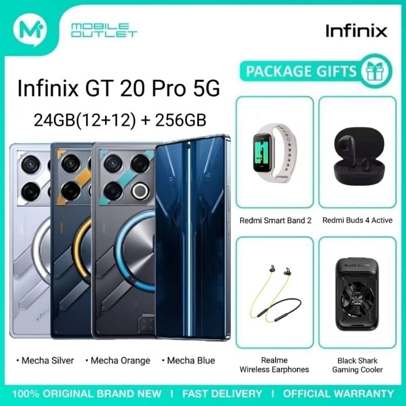 Infinix GT 20 Pro 5G 24GB*(12+12GB Extended RAM) , 256GB ROM , NFC , Dimensity 8200 , 108MP OIS ...