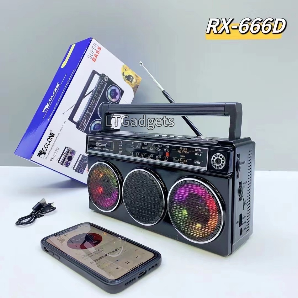 RX-666SD AM FM SW 3 Bands Radio With USB /TF Music Player Rechargeable ...