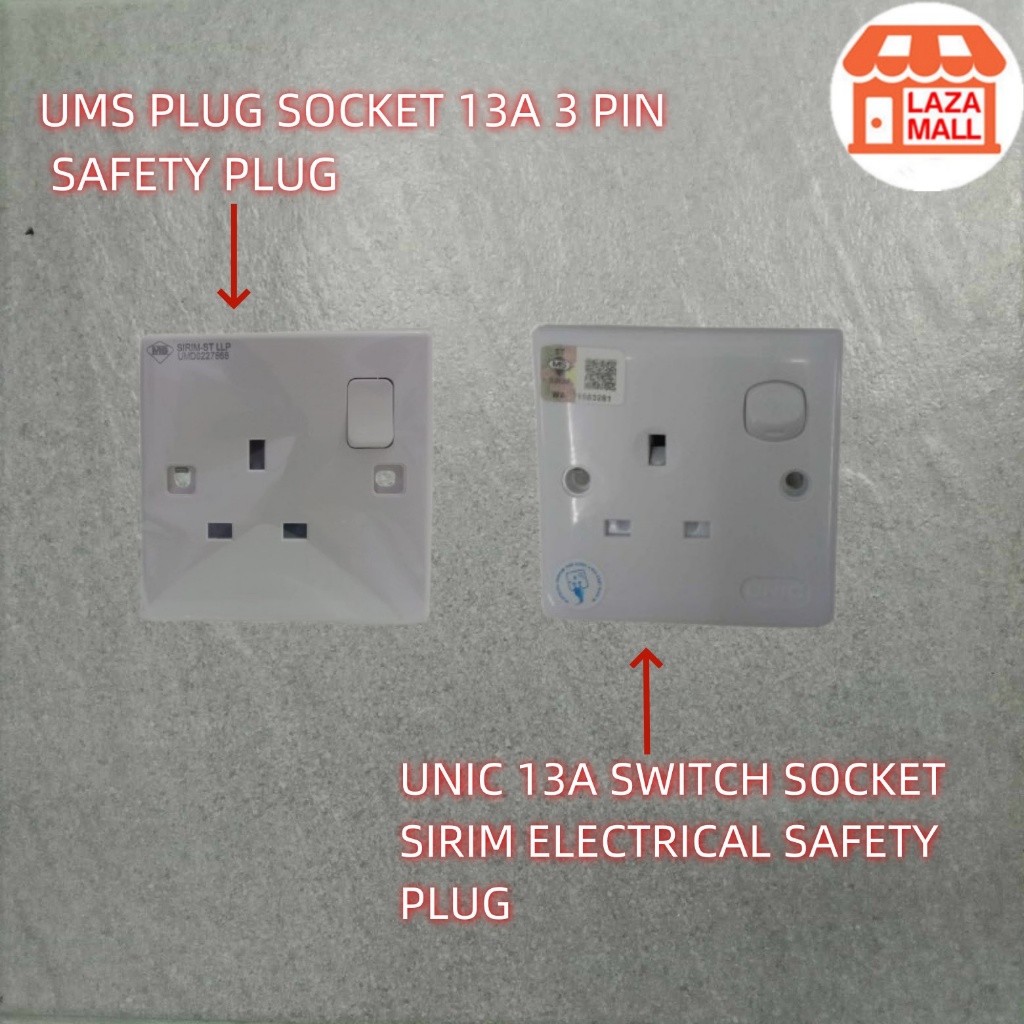 UNIC 13A/ UMS 3PIN Switch Socket Sirim Electrical Safety Plug ...