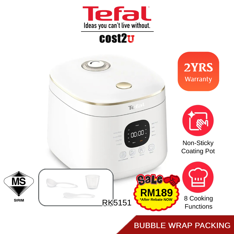 Tefal Rice Mate Mini Fuzzy Logic Rice Cooker 0.7L (4 cups) | RK5151 ...