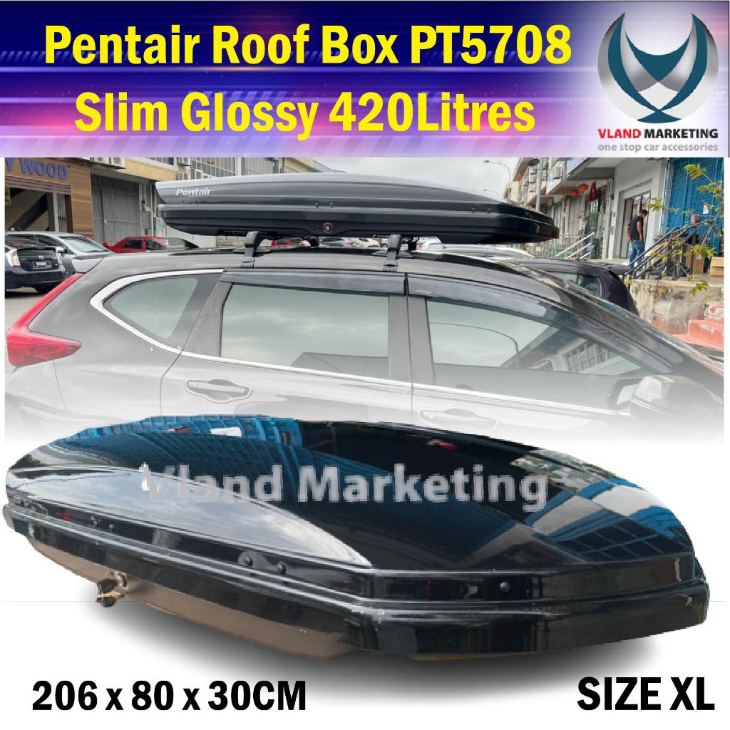 Pentair Roofbox PT5708 Slim Glossy Roof box Storage With Roof Rack ( XL ...