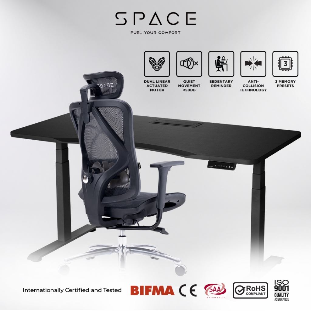 SPACE Ergonomic Chair Pro & Height Adjustable Smart Desk Bundle ...