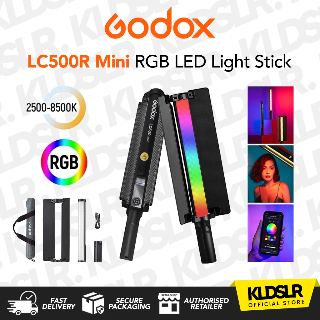 Godox LC500 Mini Bi-Color / LC500R Mini RGB LED Light Stick Lighting Adjustable 360° Full Color ...