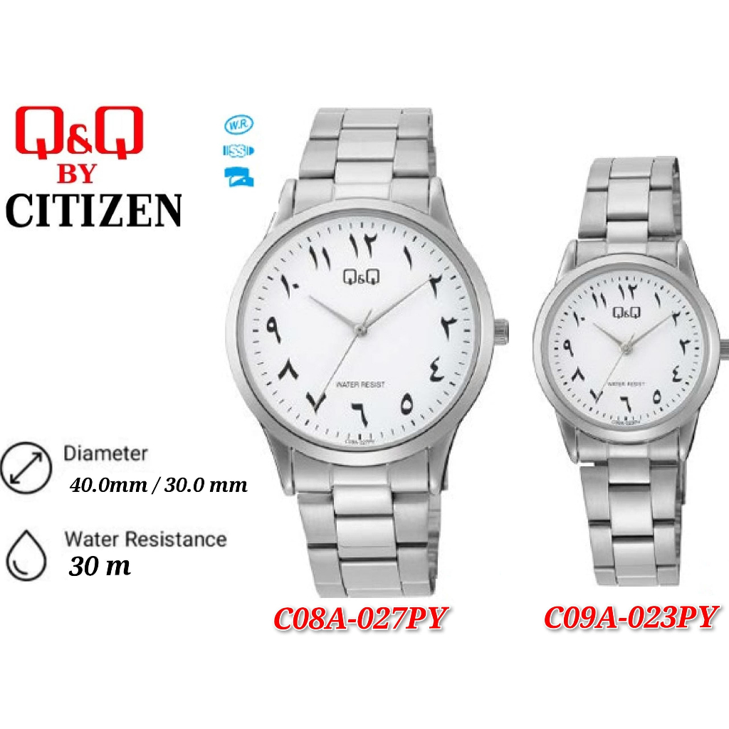 Q&Q Watch by Citizen C08A Men C09A Ladies Analog Watch with Stainless Steel Strap | Shopee Malaysia
