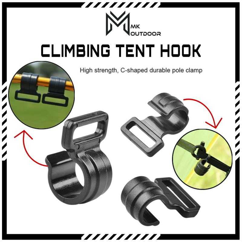 Tent Hooks Camping Caravan Awning Tent Pole Plastic Inner C Clips S/M/L ...