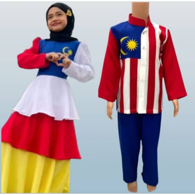 Baju Merdeka Lelaki dan Perempuan 2024 Soft como crepe kain size 4yrs ...