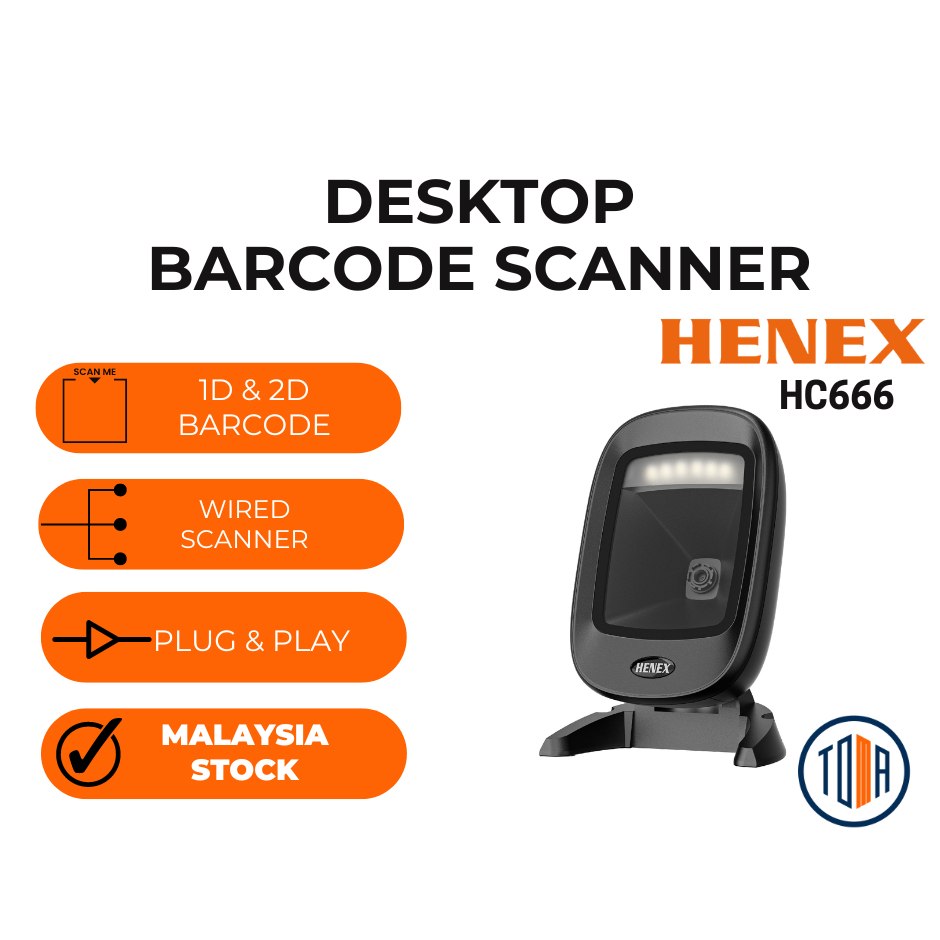 Henex HC666 1D / 2D Desktop Barcode Scanner Ewallet Scanner | Shopee ...
