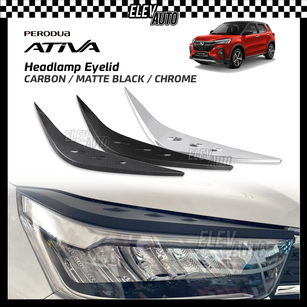 Perodua Ativa Headlamp & Taillamp Eyelid Trim Carbon Chrome Black Cover ...