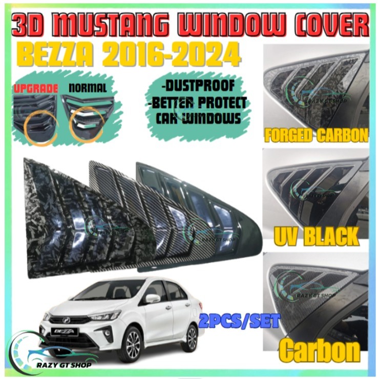 PERODUA Bezza 2016-2024 Car 3D MUSTANG Cover Carbon Window Cover ...
