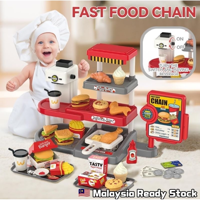 2024New Arrival Fast Food Toys Pretend Playset for Kids BBQ Grill Food ...