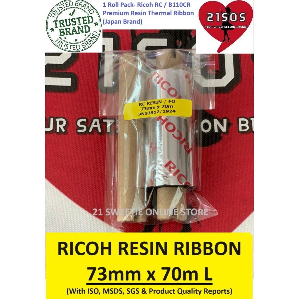 [1 roll] Ricoh Resin Ribbon 73mm x 70m Premium Thermal Transfer 73x70 ...